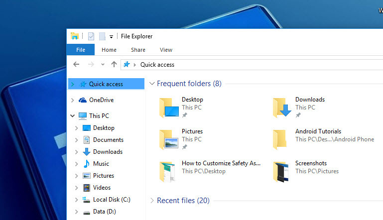 Change Windows 10 File Explorer Default View Wikigain