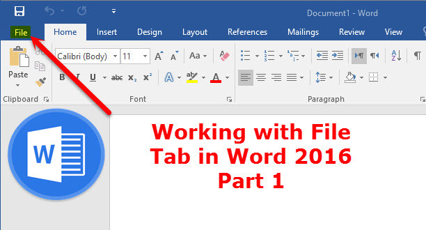 Working With File Tab In Word 2016 Part 1 Wikigain