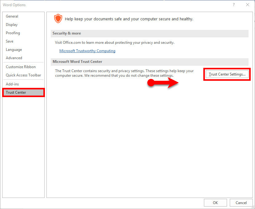 How to Use Trust Center in Microsoft Office 2016 - wikigain How to Use Trust Center in Microsoft Office 2016 - wikigain